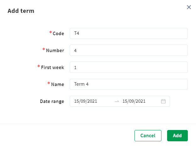 Add term dates to a timetable