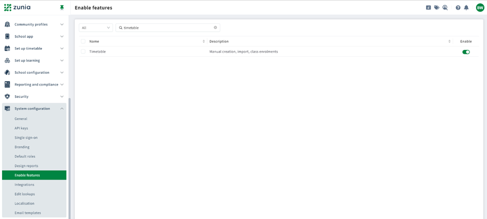 Set up Edval timetable integration
