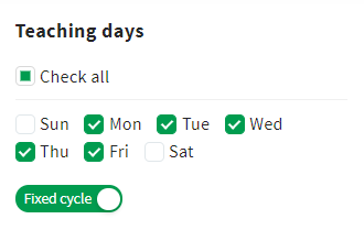 Add teaching and non-teaching days to a timetable